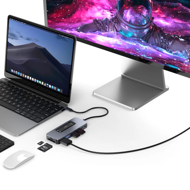 Docking Station 9-in-1cu Slot M.2 NVMe SSD, HDMI 4K@60Hz, USB-C 100W PD ...