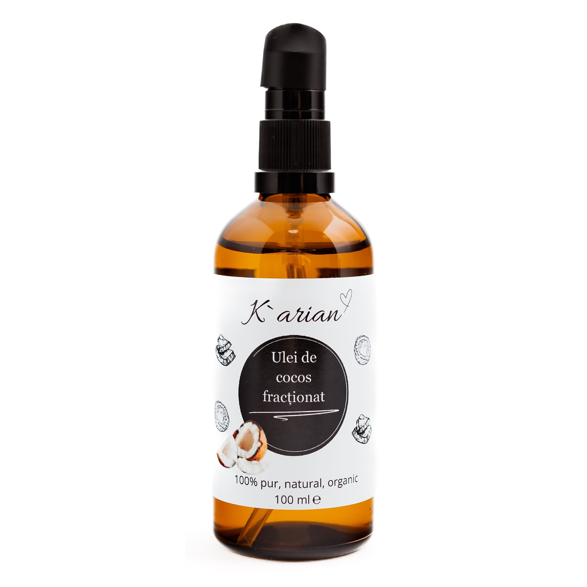 Bio frakcionált kókuszolaj, hidegen sajtolt, 100% tisztaságú, üvegben ...