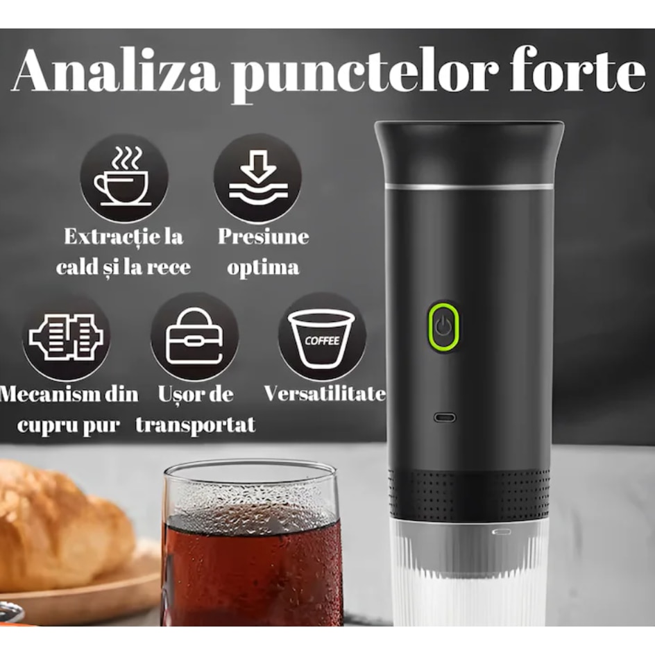 Espressor portabil automat, Model KF-JN-02, baterie 3x2500mAh ...