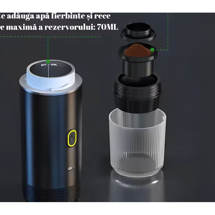 Espressor portabil automat, Model KF-JN-02, baterie 3x2500mAh ...