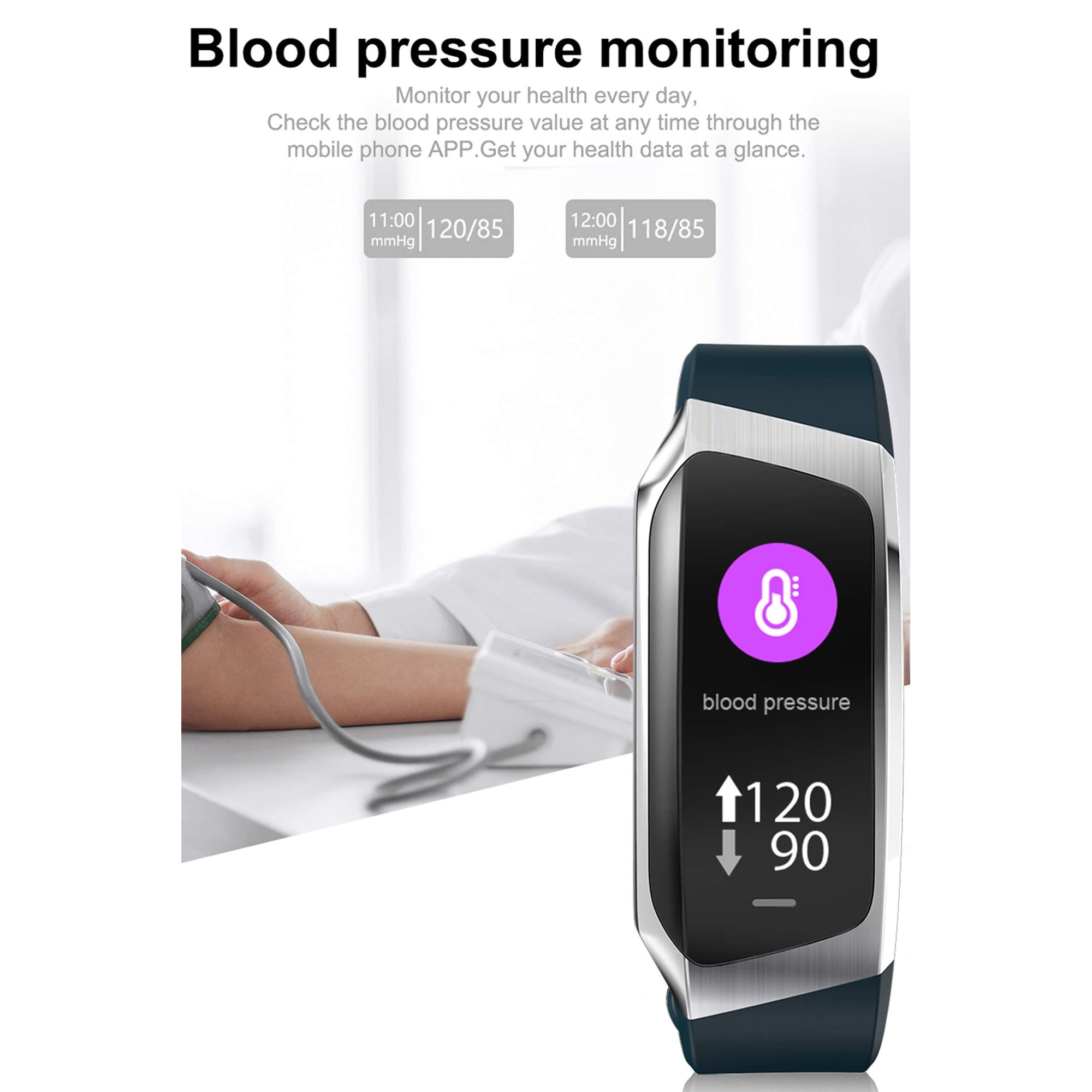 Bratara fitness, Ulisem, monitor ritm cardiac si tensiune, ecran color ...