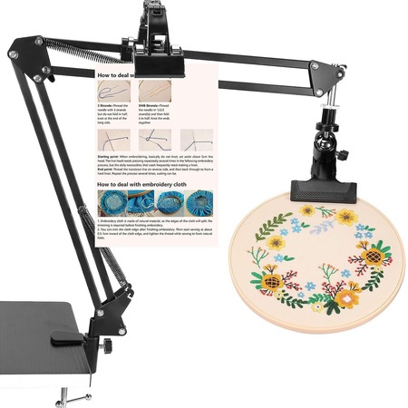 Suport cerc pentru broderie, SINBINTA, Cu clip, Reglabil, Rotativ 360 ...