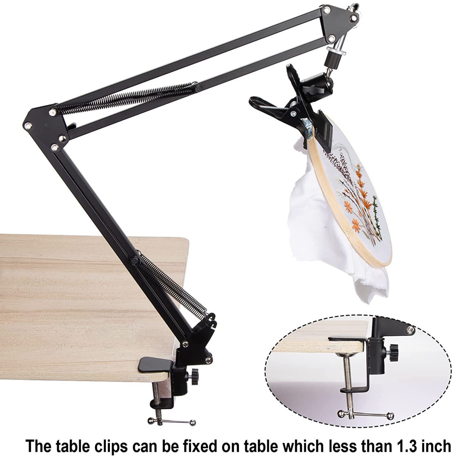 Suport cerc pentru broderie, SINBINTA, Cu clip, Reglabil, Rotativ 360 ...