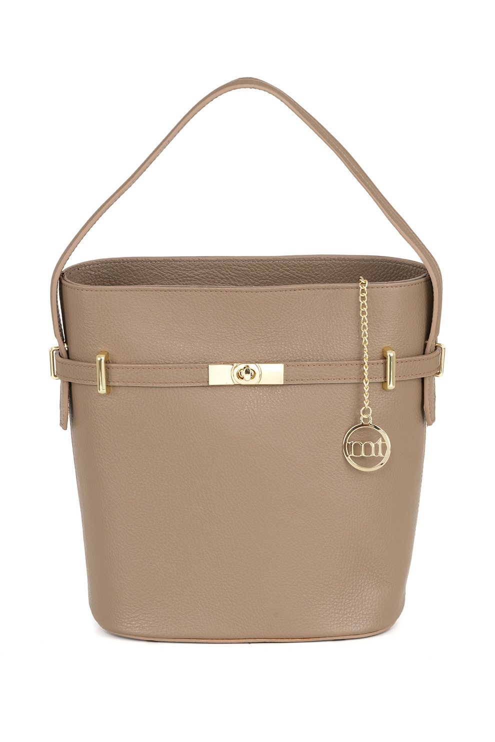 Mia Tomazzi, Кожена чанта Bucket, Сиво-кафяв - eMAG.bg