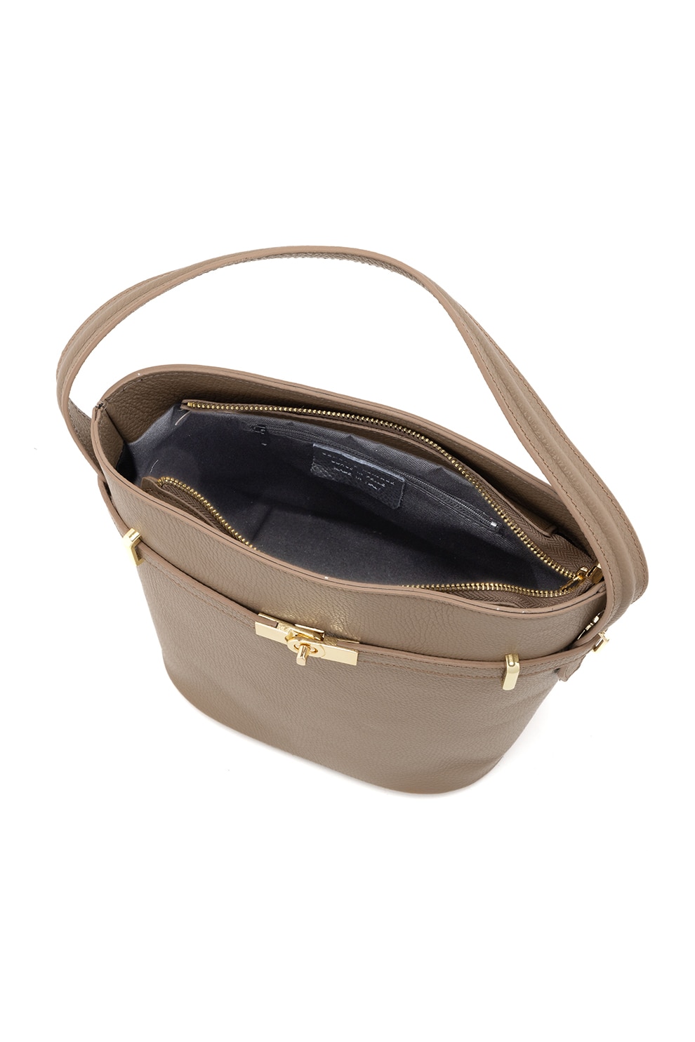 Mia Tomazzi, Кожена чанта Bucket, Сиво-кафяв - eMAG.bg