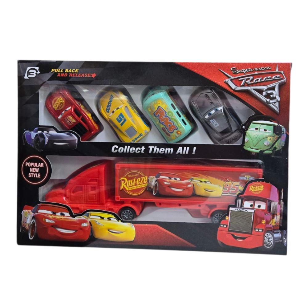 Set tir cu 4 masinute, Toys, Cars, Plastic, 3+, Multicolor - eMAG.ro
