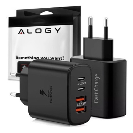 Incarcator retea 40W 4 in 1, Alogy Super Fast Charger, 2x USB, 2x USB-C ...