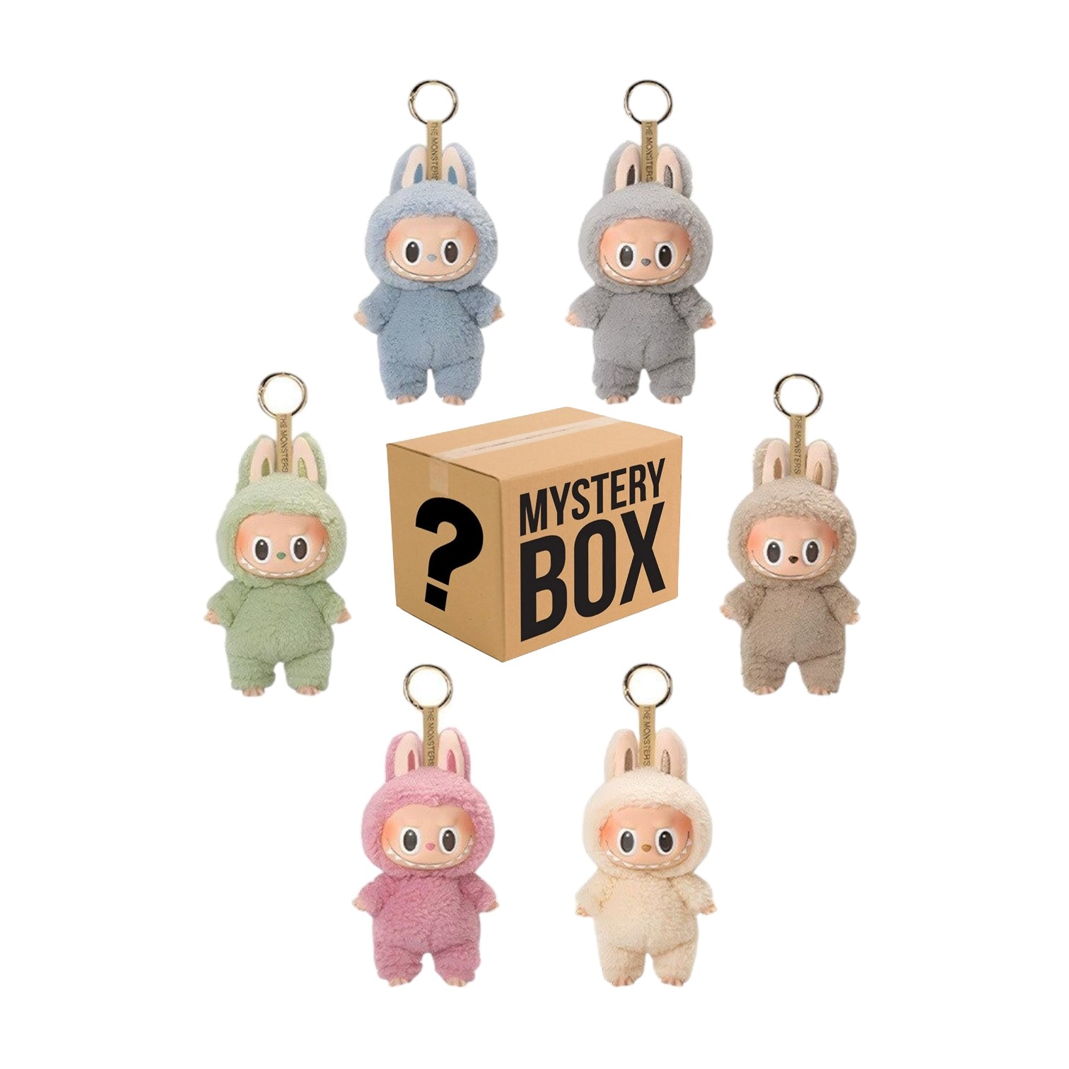 Jucarie de plus cu breloc Labubu, surpriza in cutie misterioasa, 17 cm ...