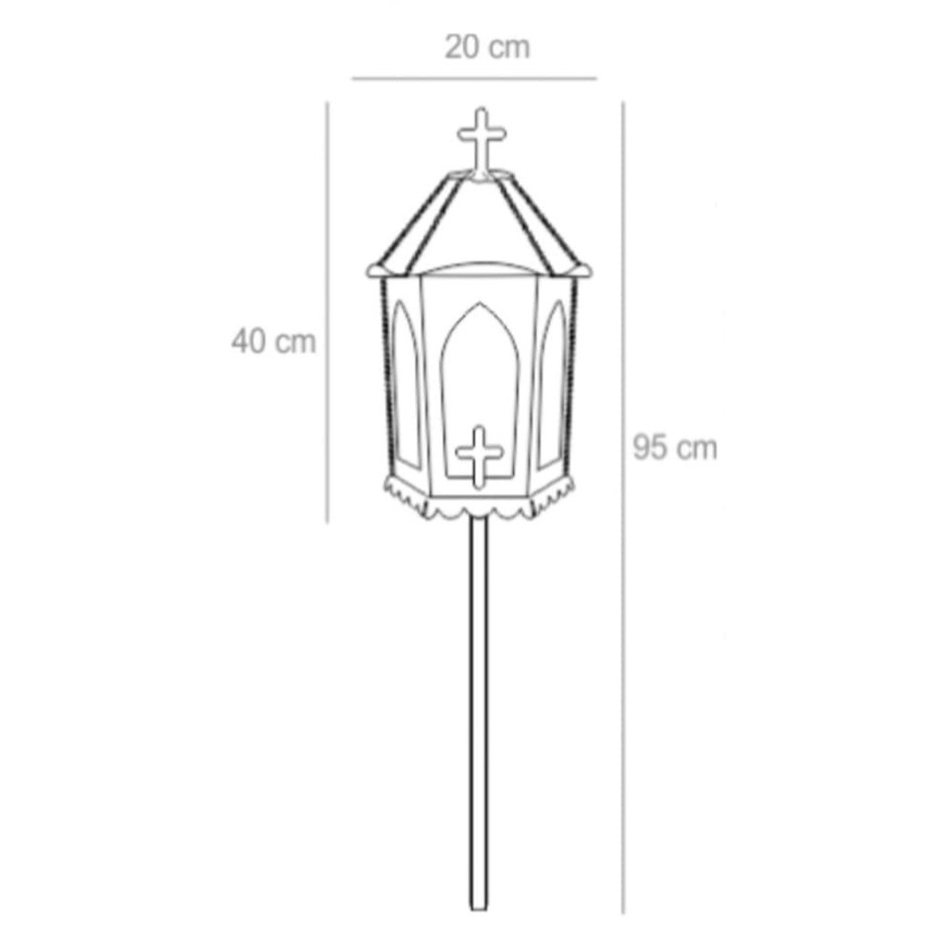 Felinar metalic pentru cimitir, suport lumanari, Gri, cu picior, 95x20 ...