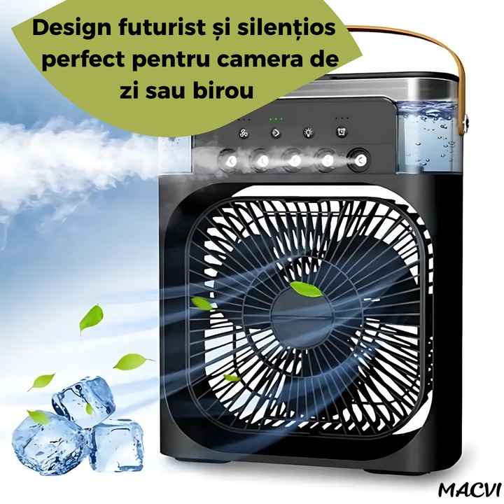 Mini Ventilator Portabil Macvi® 3-in-1, Racitor de Aer, Umidificator si ...