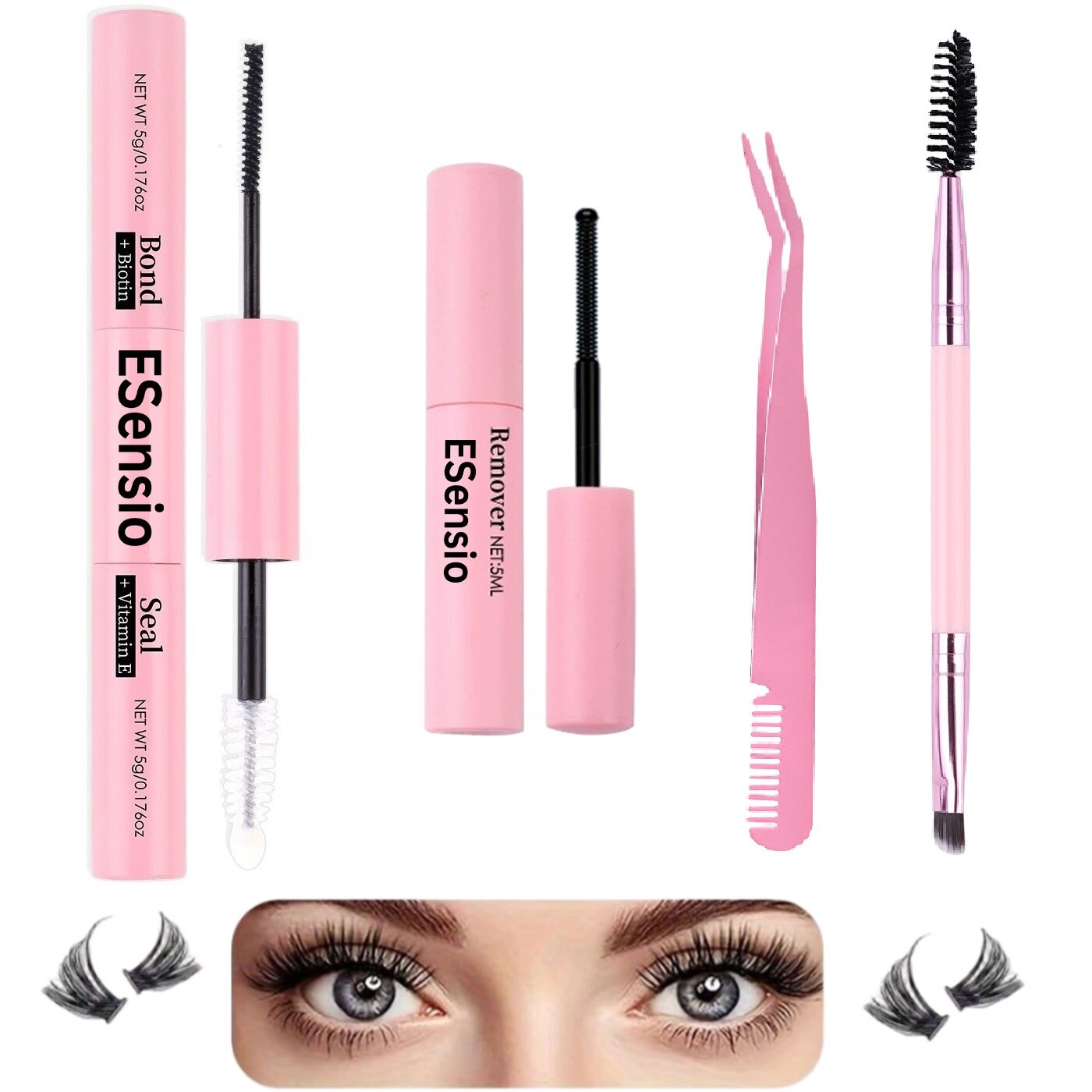 Set gene false individuale ESensio 640, 640 lashes, tip smoc, forma 30D ...