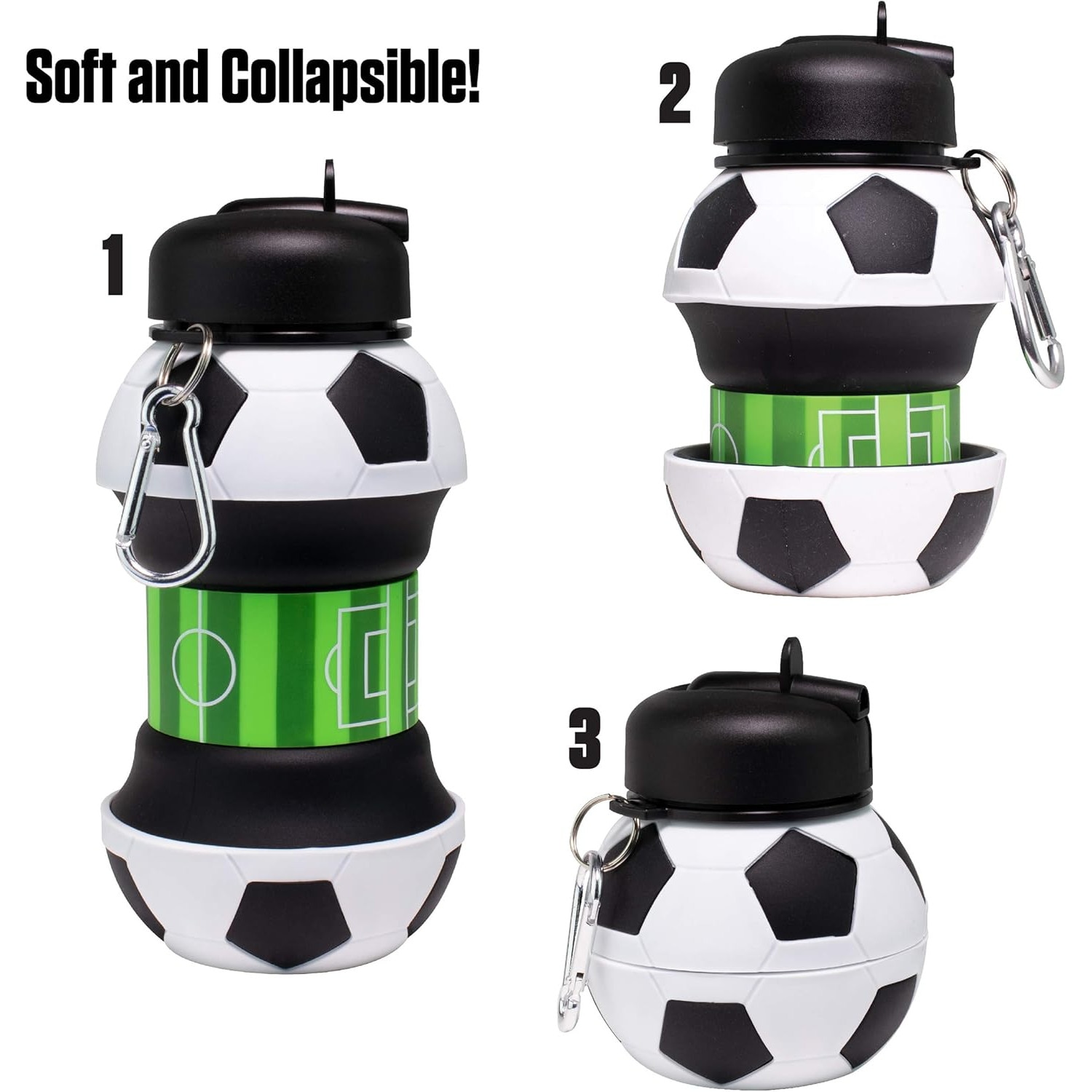 Sticla de apa pliabila pentru copii K, Model Fotbal, 550ml (18 oz ...