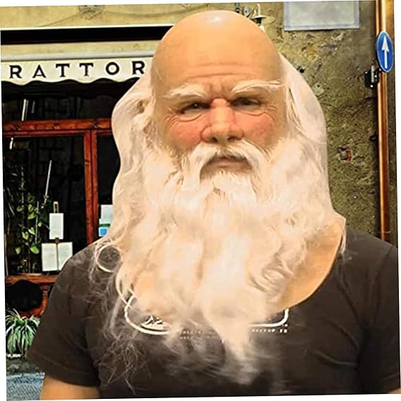 Masca de Mos Craciun, cu barba alba, din latex, design realist, pentru ...
