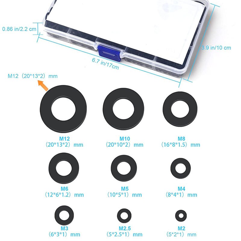 Set 1200 saibe plate nylon, Rqiurpn, 9 dimensiuni diferite, M2-M12, Cu ...