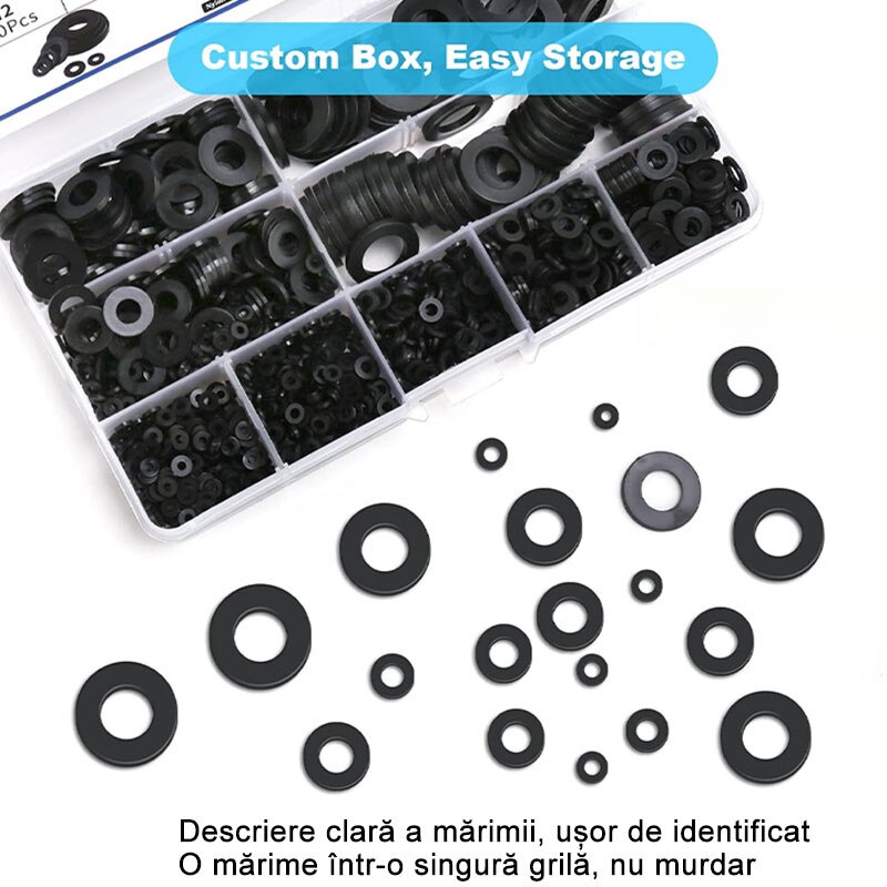 Set 1200 saibe plate nylon, Rqiurpn, 9 dimensiuni diferite, M2-M12, Cu ...