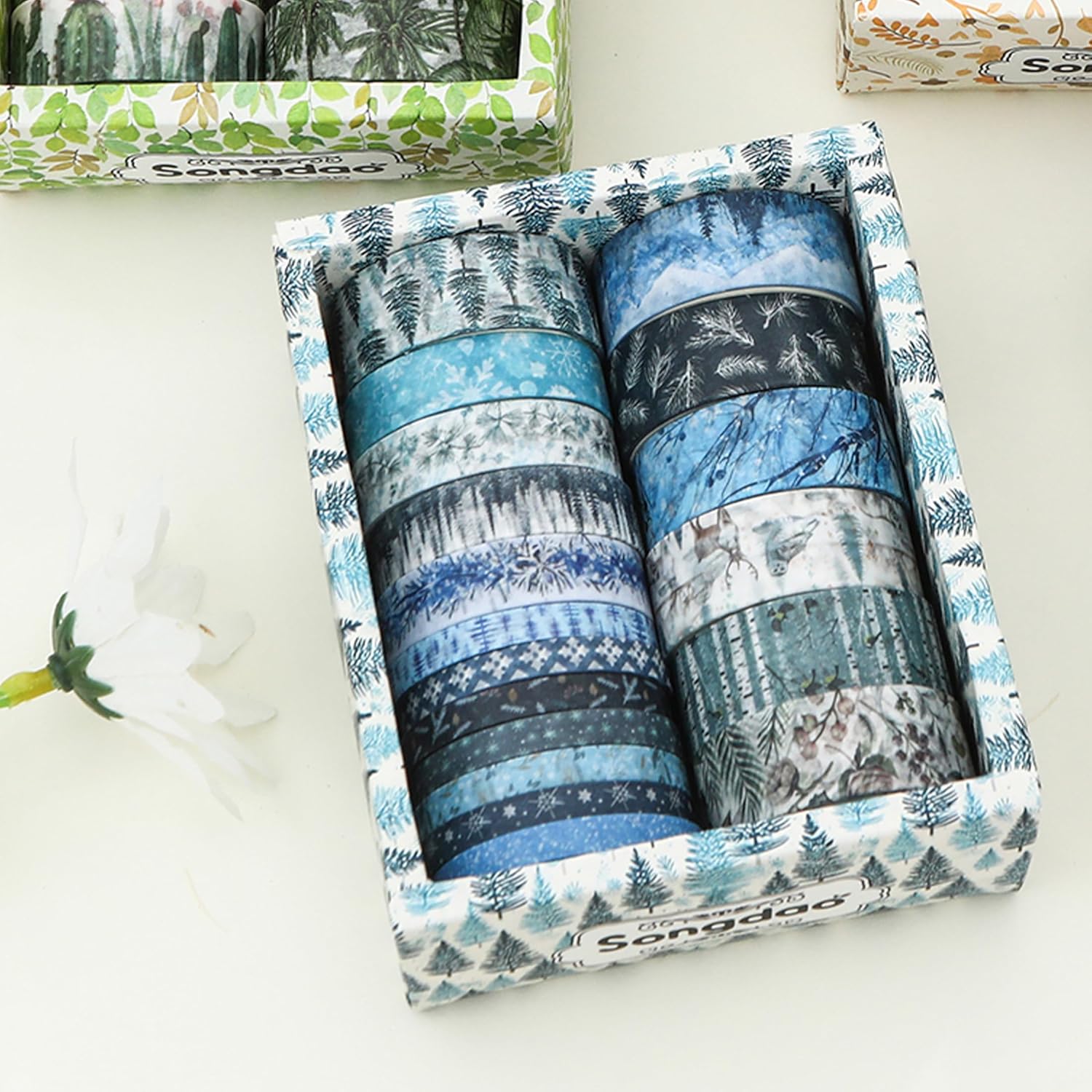 Set de 18 de Role Banda Washi Decorativa - Banda Adheziva cu Cele Patru ...