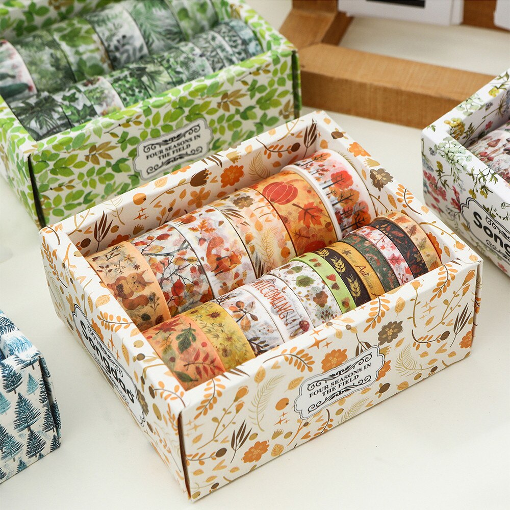 Set de 18 de Role Banda Washi Decorativa - Banda Adheziva cu Cele Patru ...