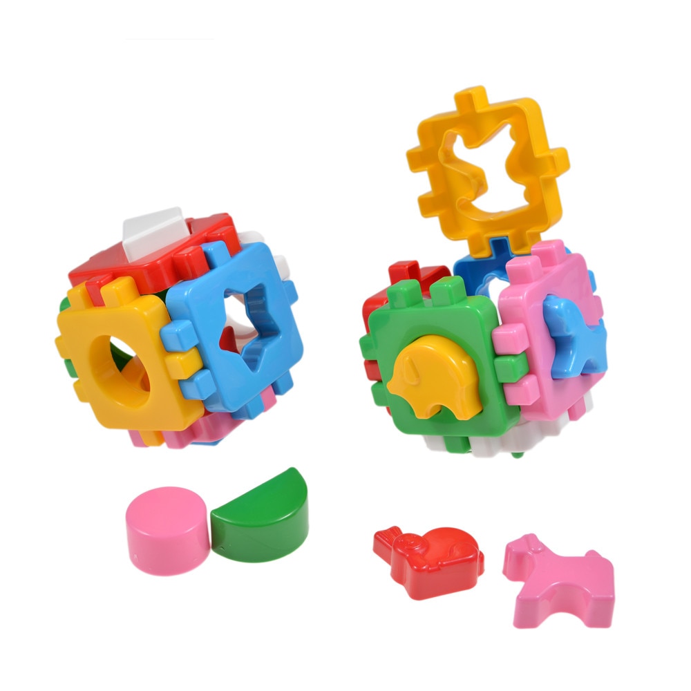 Joc 2 cuburi educative de indemanare cu potrivire forme geometrice ...