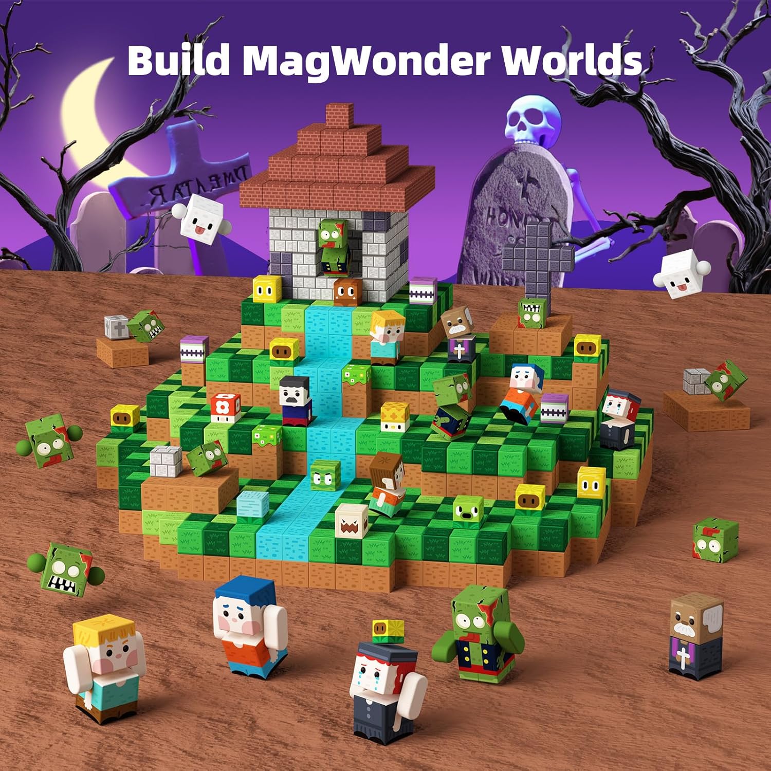 Set de Constructie Magnetic, 100 de Piese, Asamblare Magnetic, 3D ...