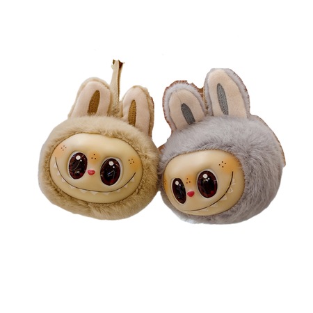 Плюшена Bинилова играчка, Kукла Labubu с голяма глава, Cиво и бежово ...