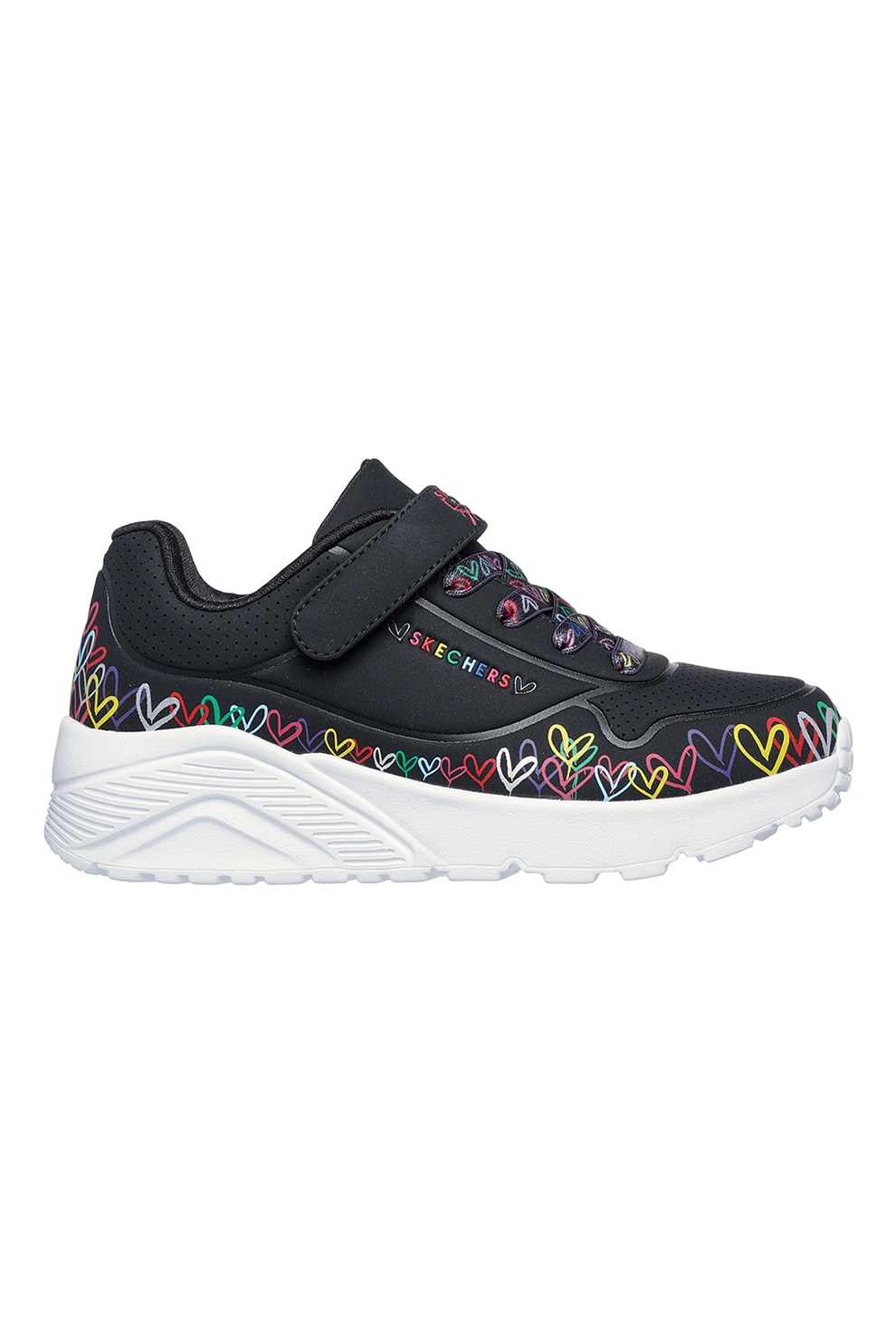 Skechers, Pantofi sport Uno Lite- Heart Craze de piele ecologica cu ...