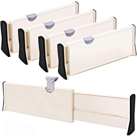 Set 4 divizoare sertar Ulisem reglabile 28x11-17cm alb - eMAG.ro