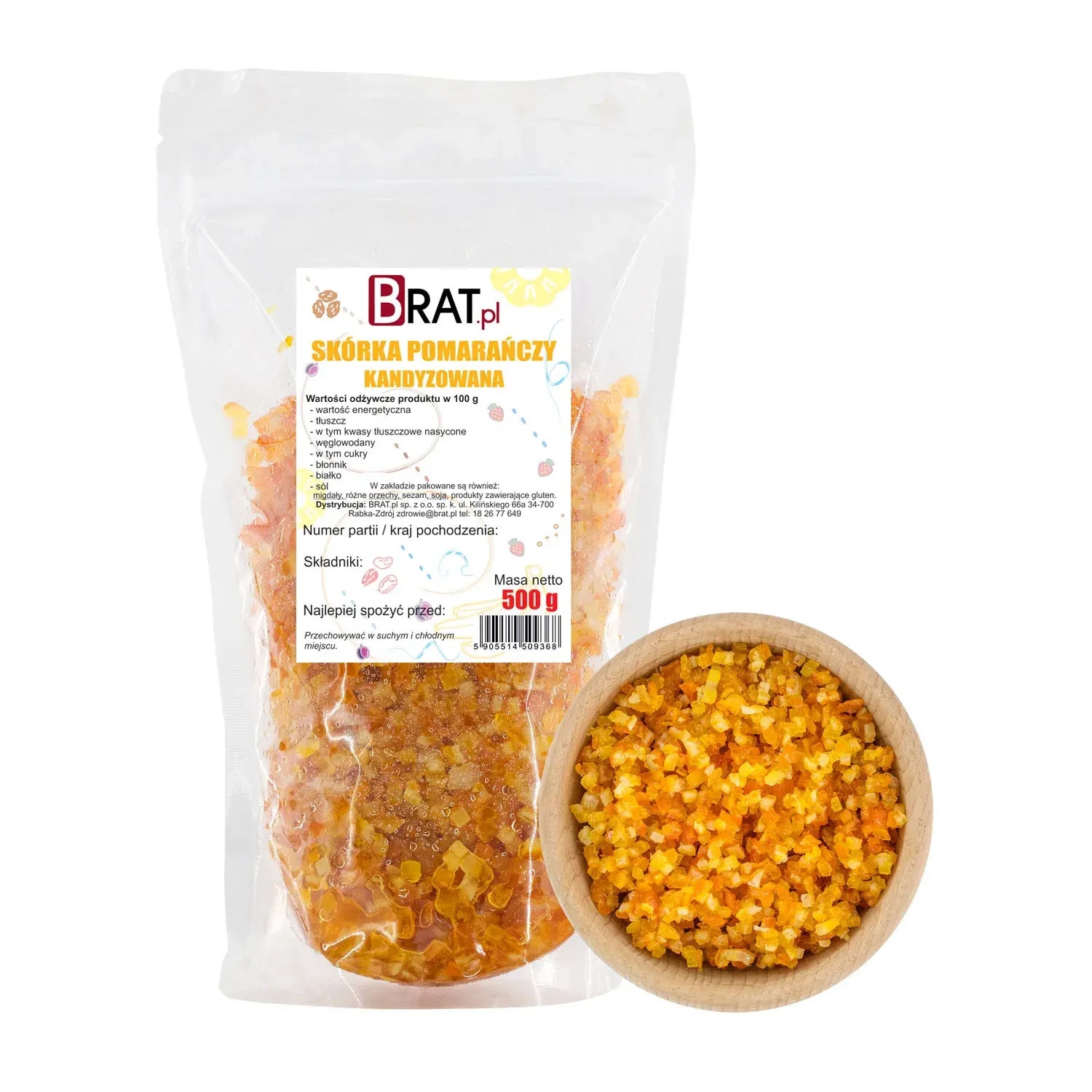 Coaja de portocala cristalizata 500g, Brat.pl, naturala, aromata - eMAG.ro