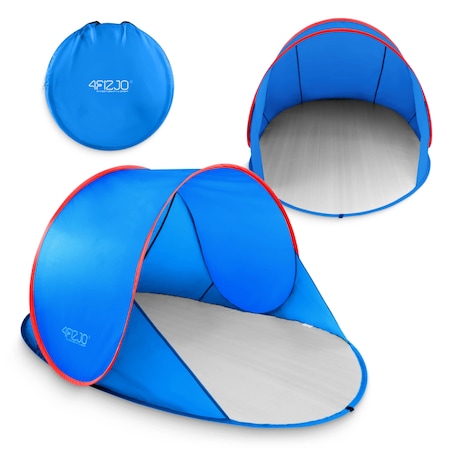 Cort plaja pop-up 4FIZJO, auto-desfasurator, protectie UV 30+, usor ...