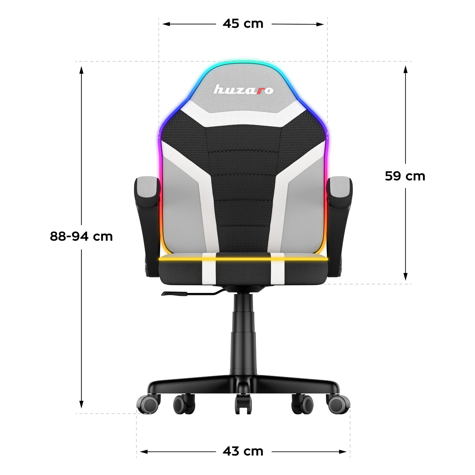 Scaun gaming copii Huzaro, Ranger 1.0 RGB, Ergonomic, Gri/Negru - eMAG.ro