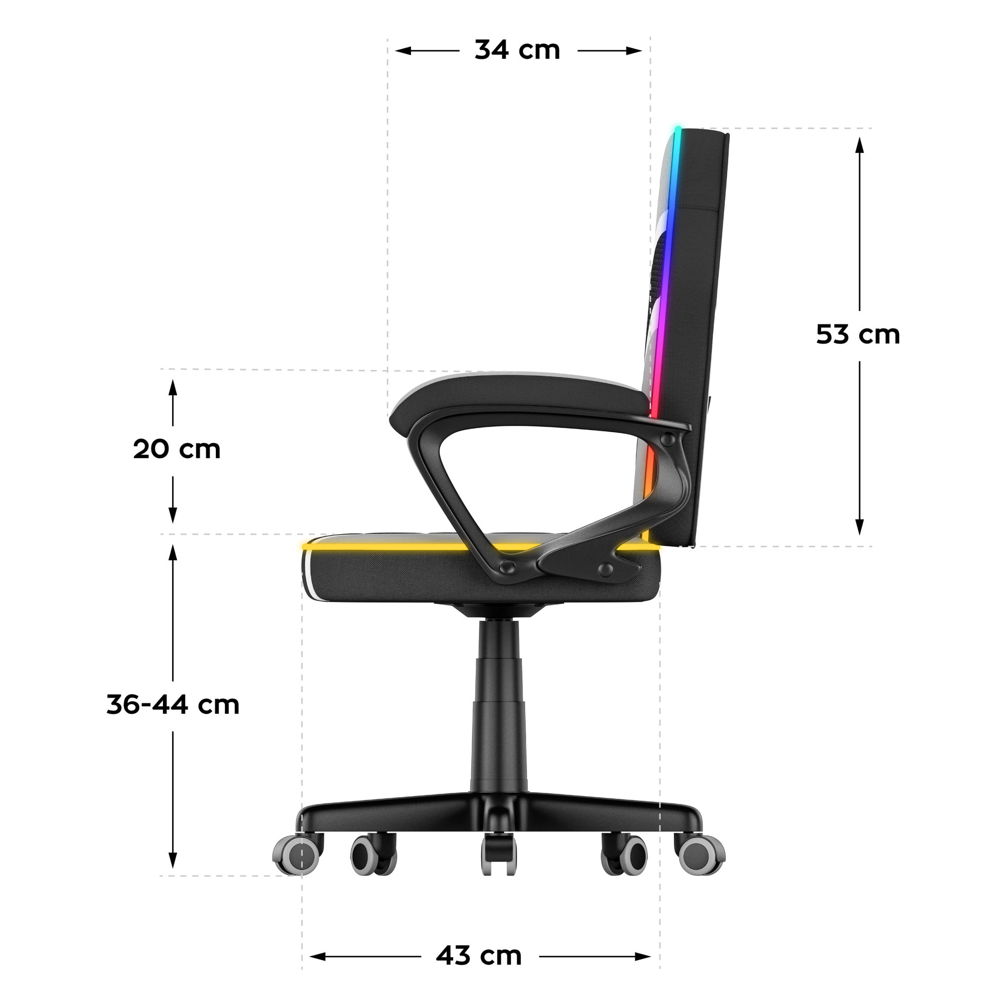 Scaun gaming copii Huzaro, Ranger 1.0 RGB, Ergonomic, Gri/Negru - eMAG.ro