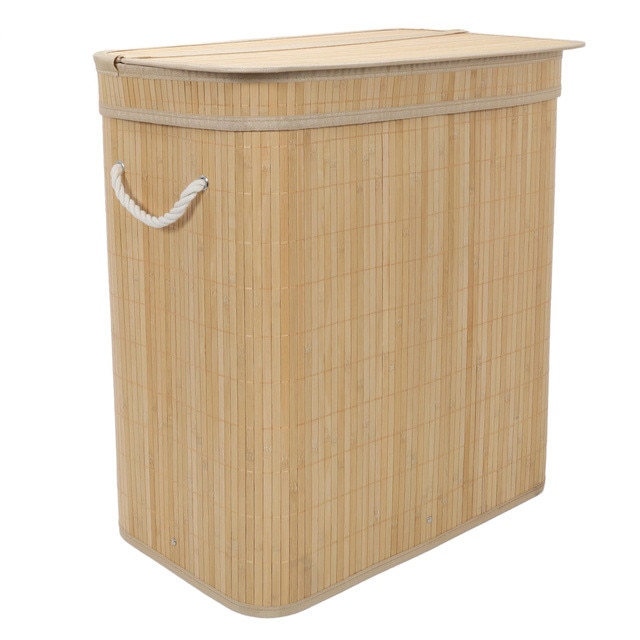 Cos de rufe din bambus, cu doua compartimente, 100 l - eMAG.ro