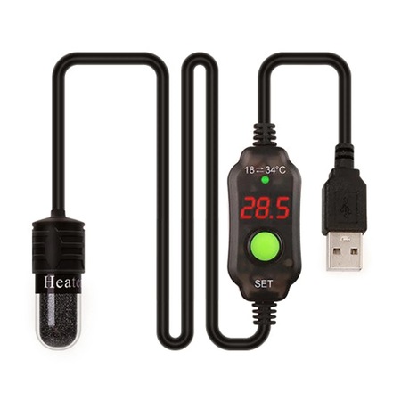 Incalzitor acvariu submersibil, ajustare temperatura 18-34C, LED, negru ...