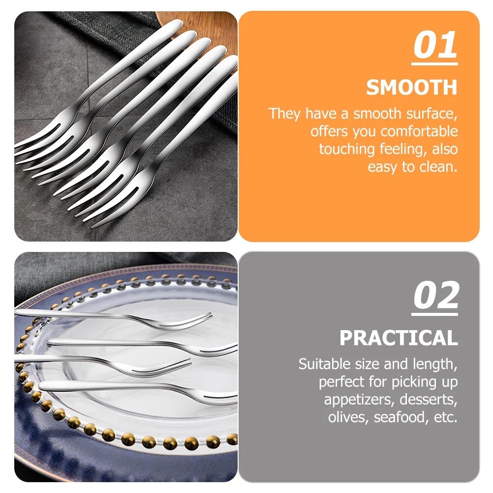 Set 8 furculite din inox pentru fructe si aperitive, 13.50x3.00x1.00cm ...