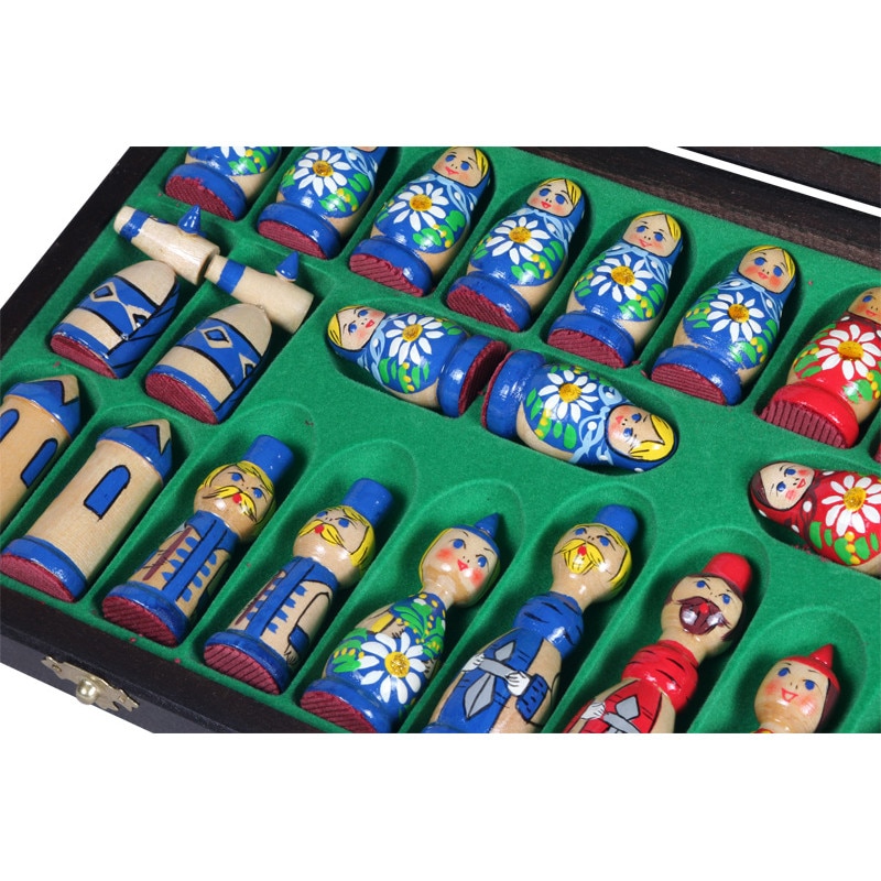 Set de sah artizanal MATRIOSKA (albastru) - eMAG.ro