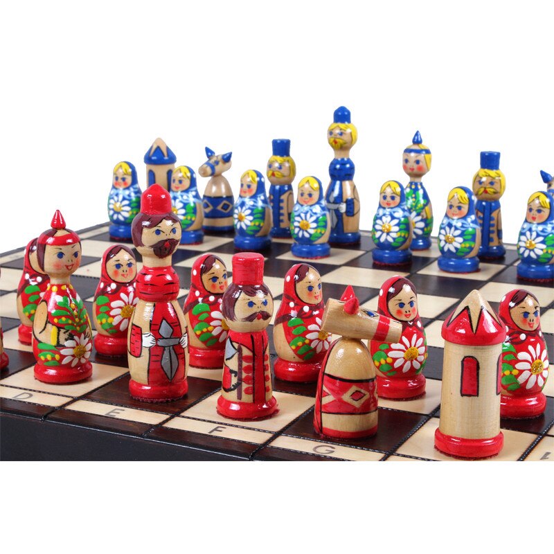 Set de sah artizanal MATRIOSKA (albastru) - eMAG.ro