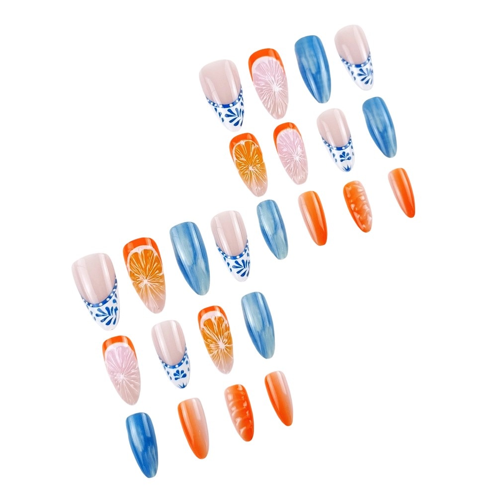 Set 24 Piese Unghii False 3D Fructe, Tip press on, 12 Dimensiuni ...