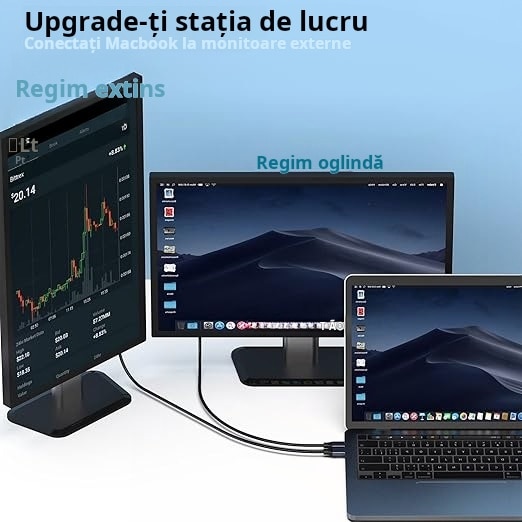 USBC Displayport кабел, 1 м RikBo 4K 60Hz, USB 3.1 Type C Thunderbolt 3 ...