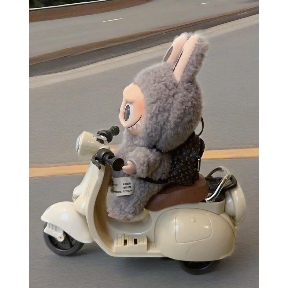 Labubu plüss játék kiegészítő (baba nélkül), motorkerékpár, kék, 17cm ...