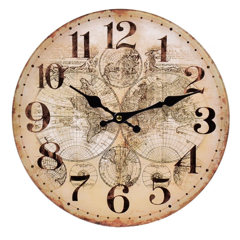 Ceas de perete, 30 cm, model harta lumii - eMAG.ro
