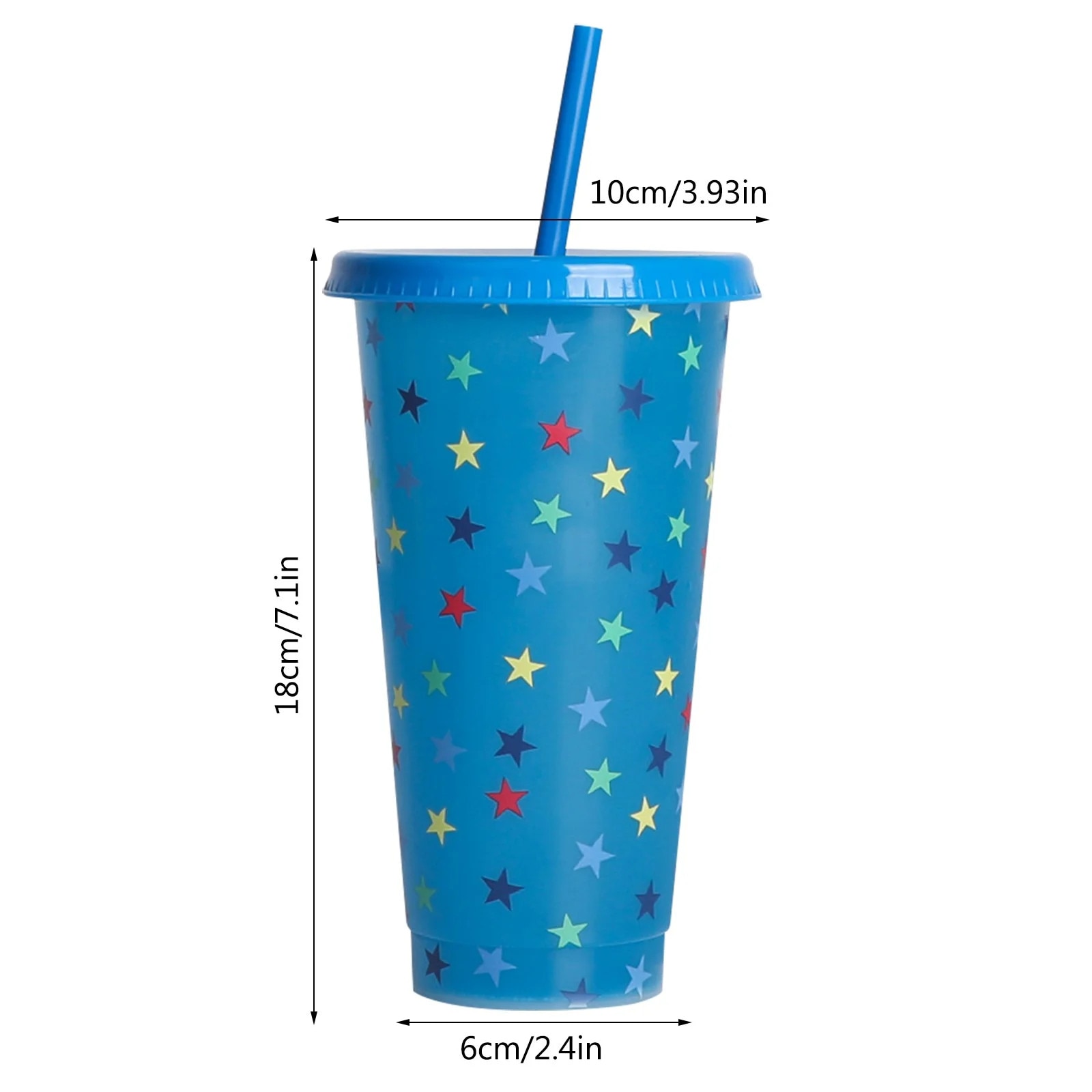 Pahar creativ din plastic cu pai, 710ml, transparent, 18x10cm, set de 1 ...