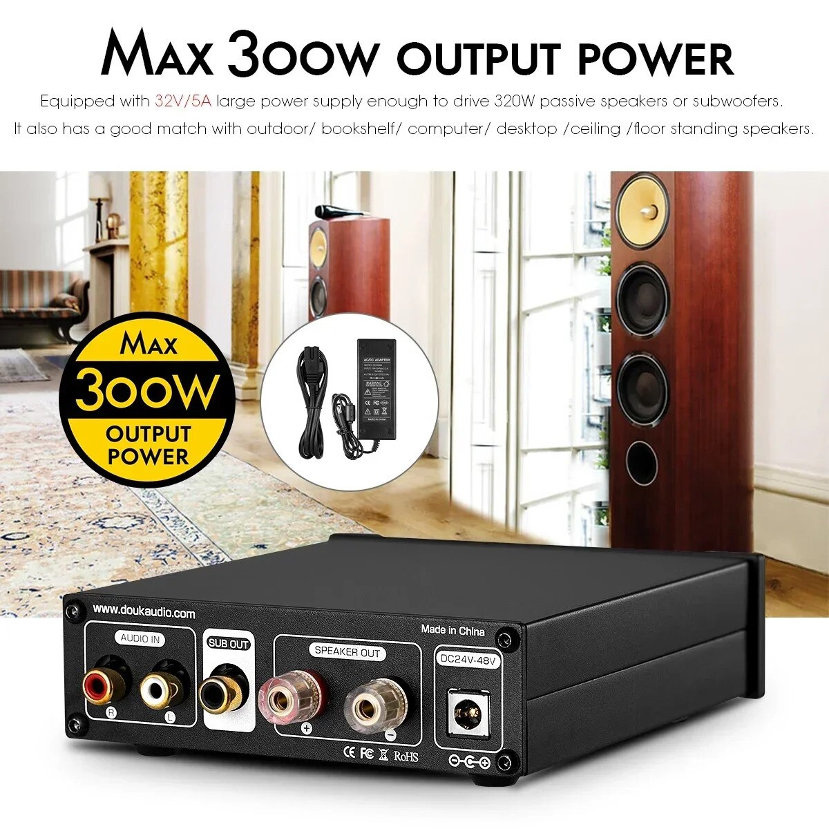 Amplificator Subwoofer G2 PRO, Nobsound, 300W, frecventa ajustabila ...