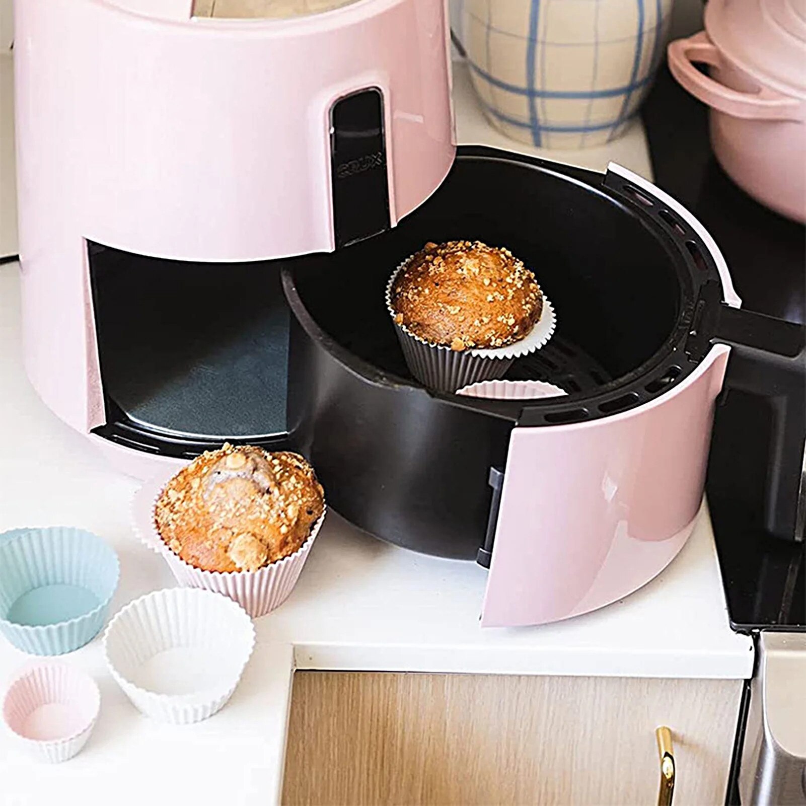 Силиконови форми за мъфини за многократна употреба, 12 бр., форми за ...