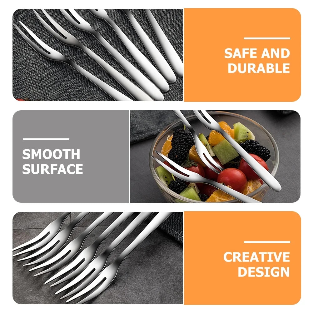 Set 8 furculite din inox pentru fructe si aperitive, 13.50x3.00x1.00cm ...