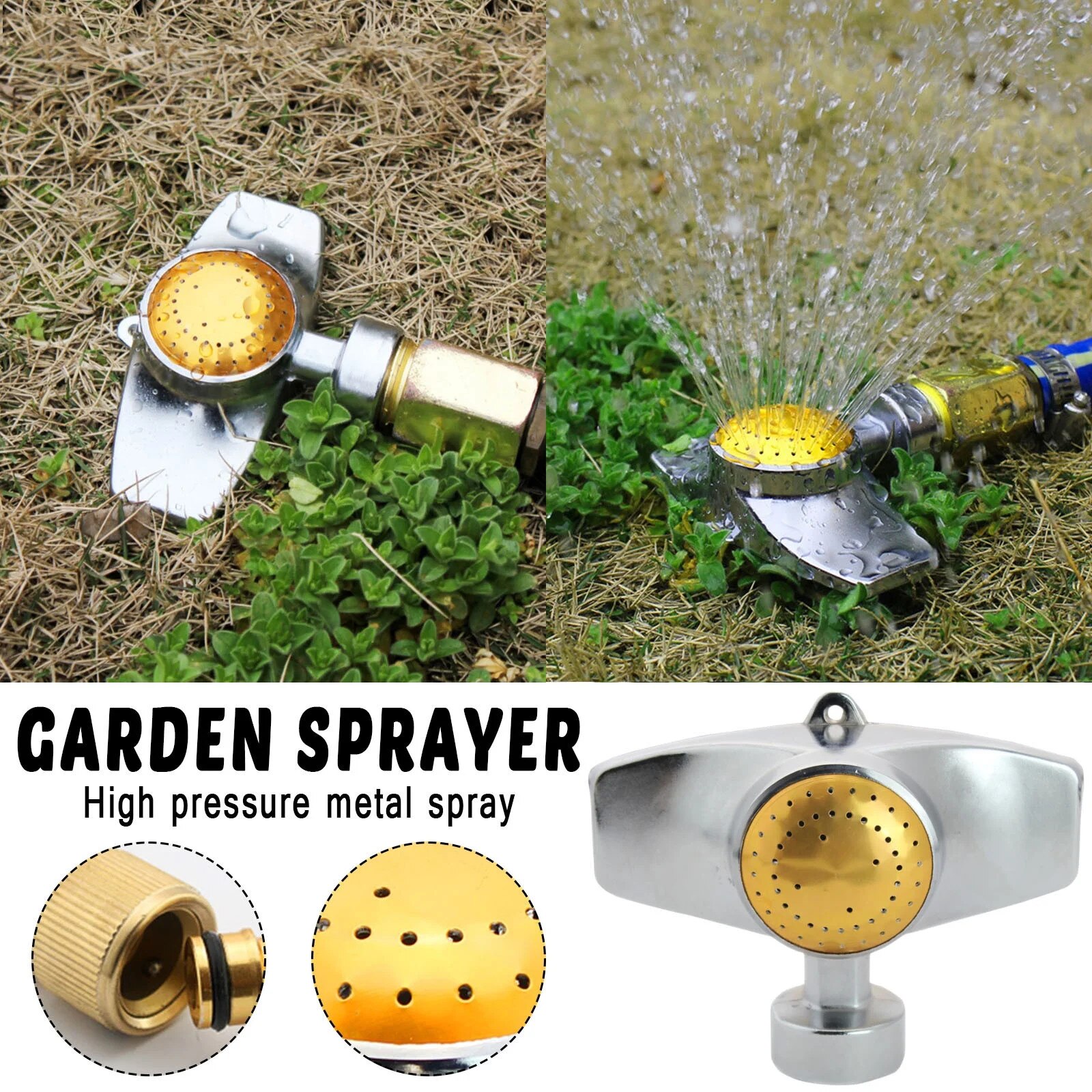 Set 2 Aspersoare Automate pentru Irigare Gradina 360°, Metal, 10.5x8cm ...