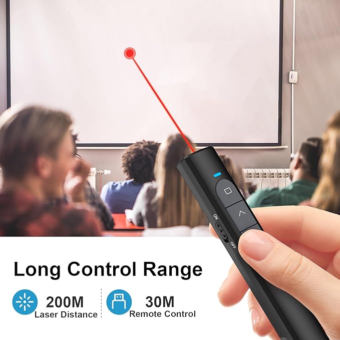 Pointer prezentare wireless, control PowerPoint, 30m raza, rosu, set cu ...
