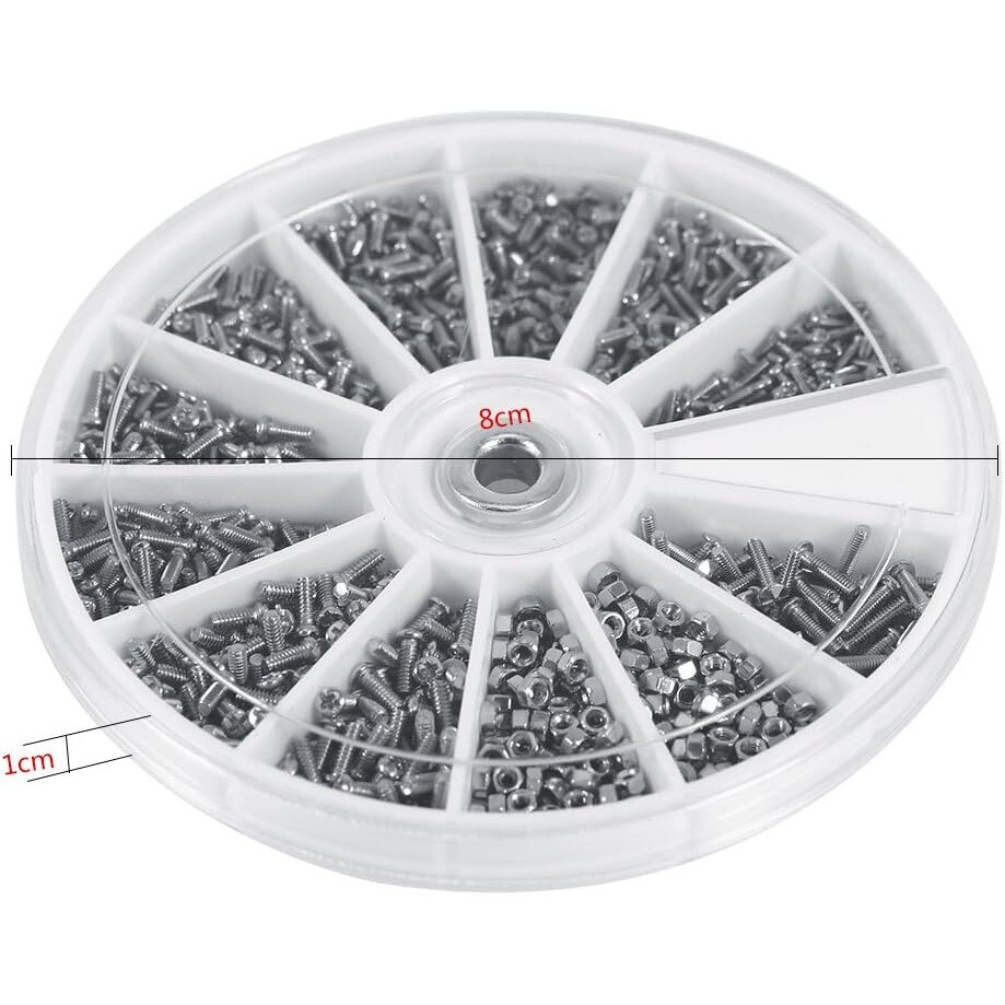 Set suruburi inox 600 buc diverse dimensiuni cutie plastic 8x1.1cm ...