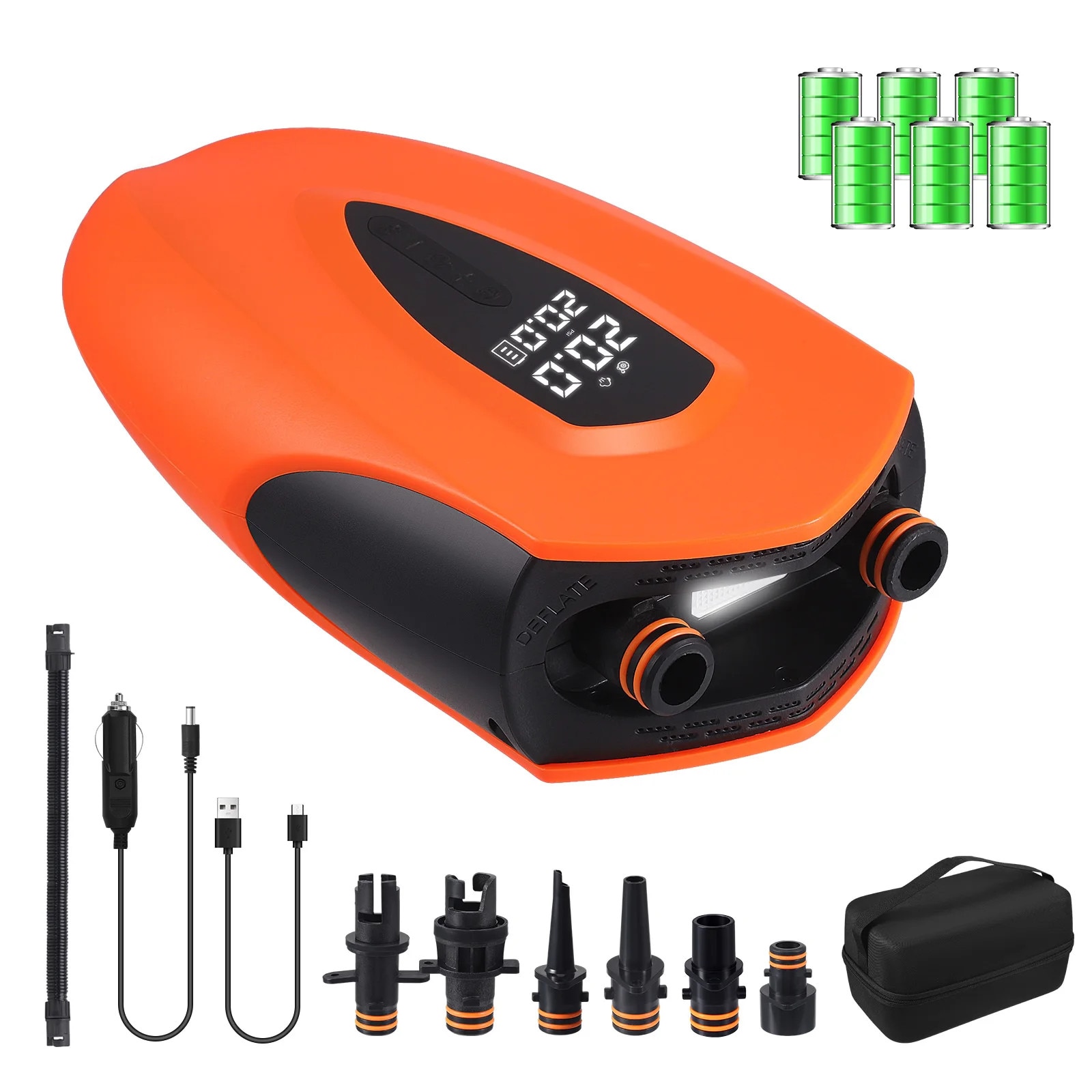 Elektromos pumpa, 20 PSI, hordozható, újratölthető, narancssárga - eMAG.hu