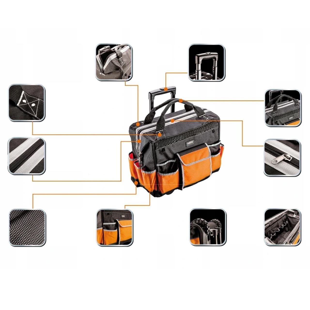 Geanta de scule 17 buzunare, tip troler, 45x25x35 cm, NEO - eMAG.ro