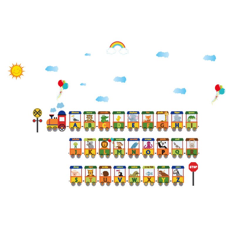 Sticker educativ - Vagoane cu literele alfabetului - eMAG.ro