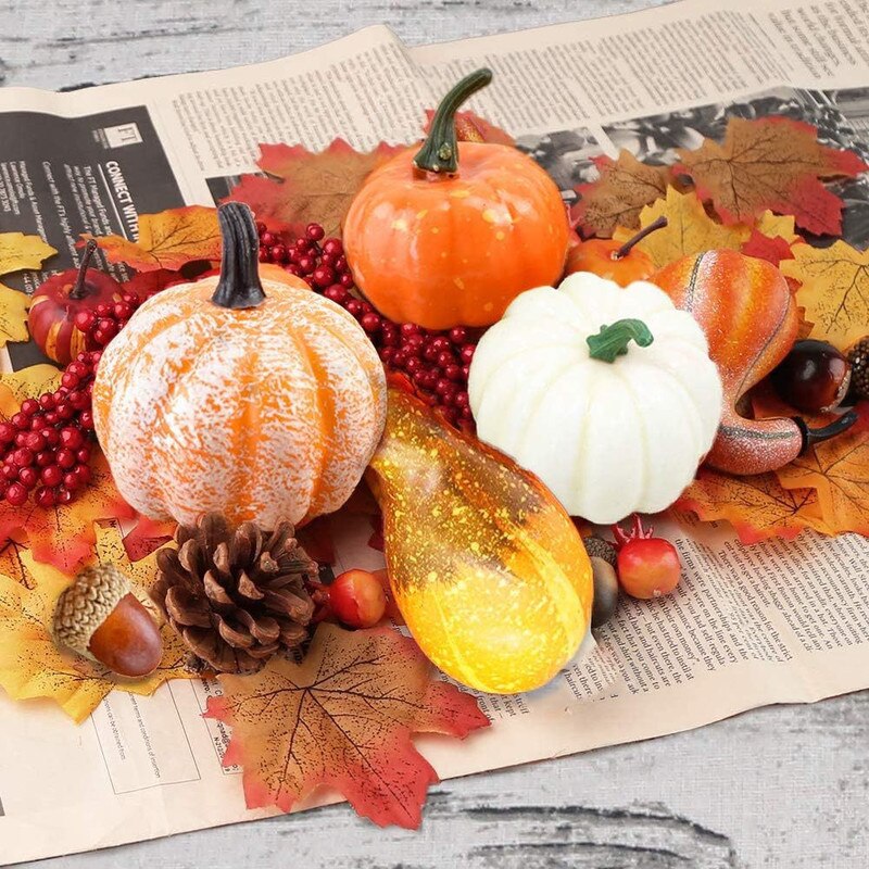 96 Piese Decoratiuni Halloween & Toamna - Set Dovleci, Frunze, Ghinde ...